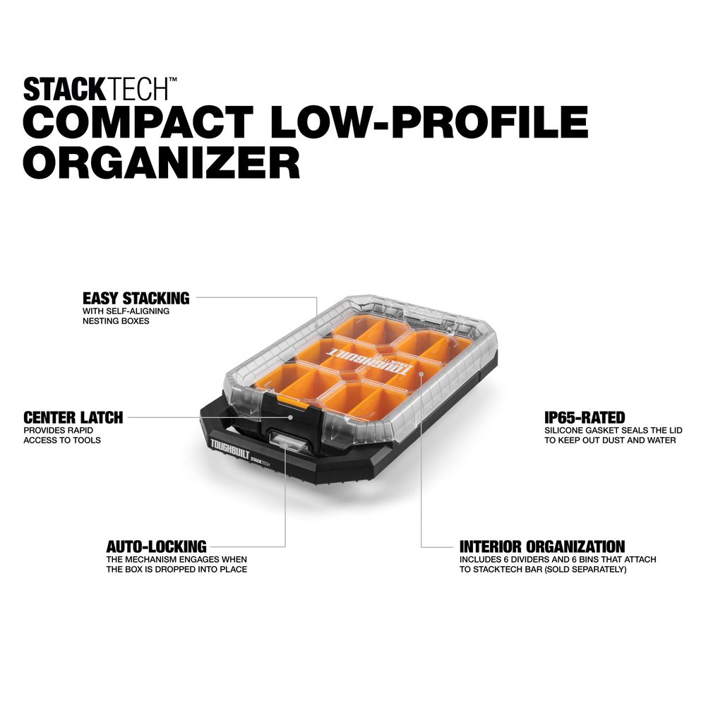 Organizador Perfil Baixo Stacktech TB-B1-O-10C Toughbuilt - Facilita Ferramentas