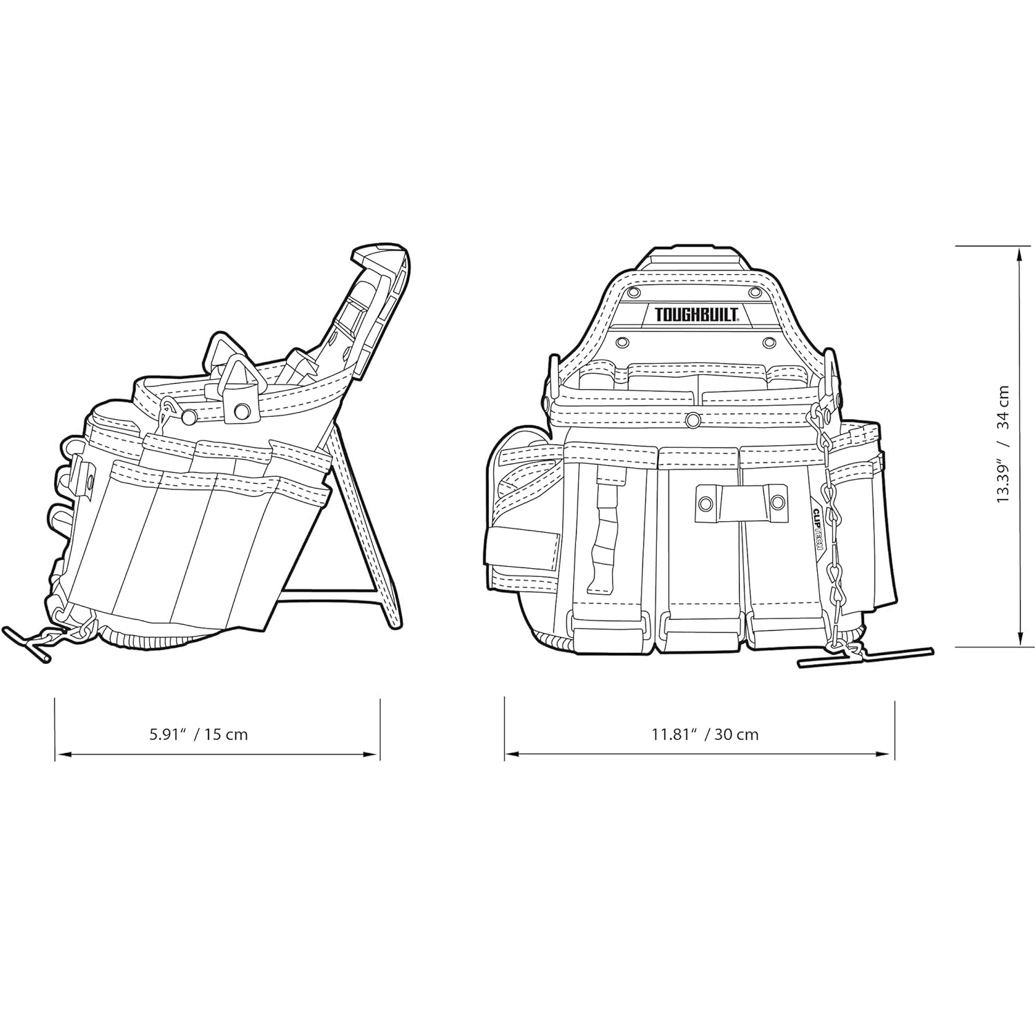 Bolsa Para Eletricista Com Alça ClipTech Tb-ct-104 Toughbuilt