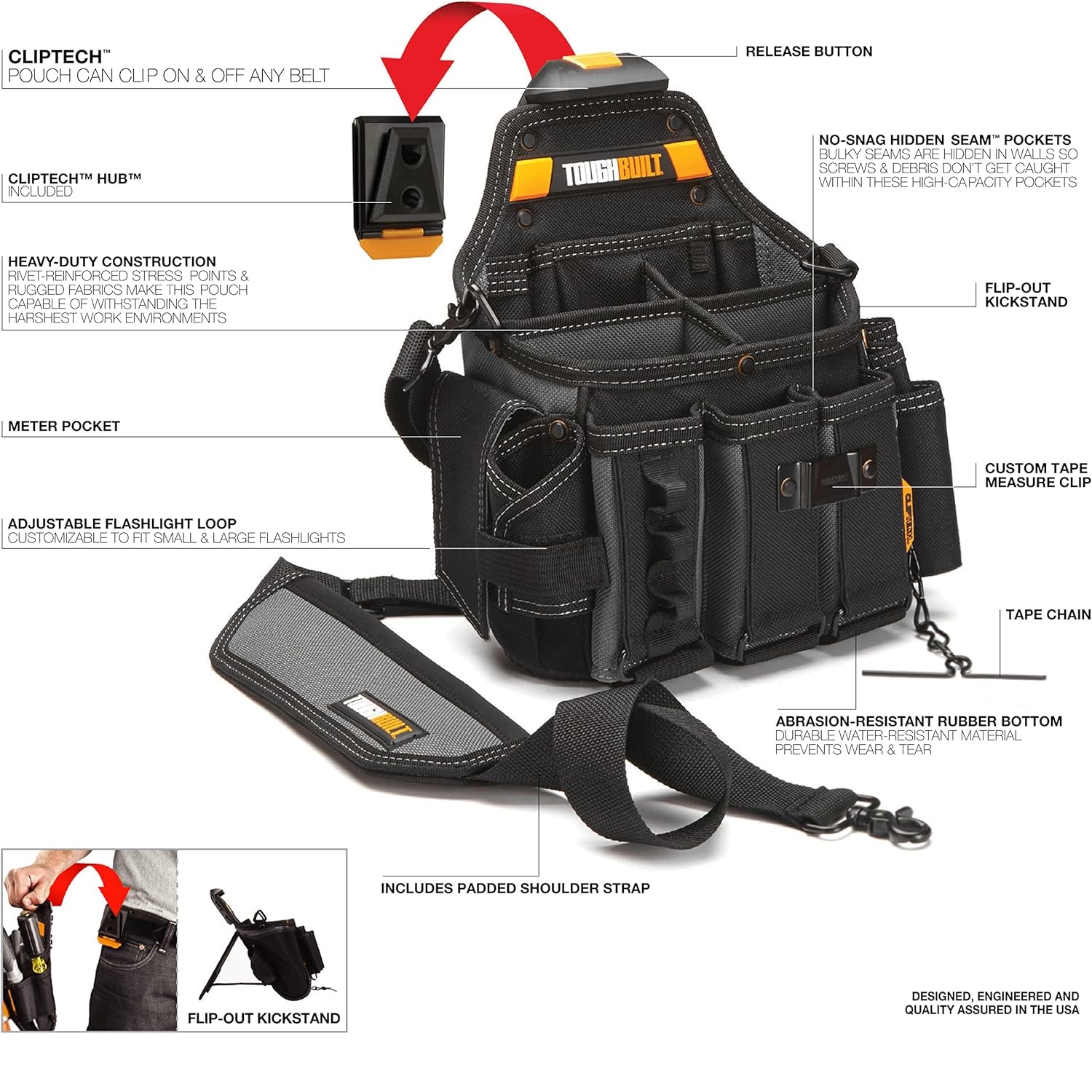 Bolsa Para Eletricista Com Alça ClipTech Tb-ct-104 Toughbuilt