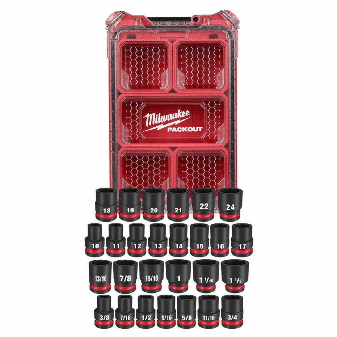 KIT SOQUETE DE IMPACTO 1/2" 27 PÇS PACKOUT 49-66-6804 MILWAUKEE